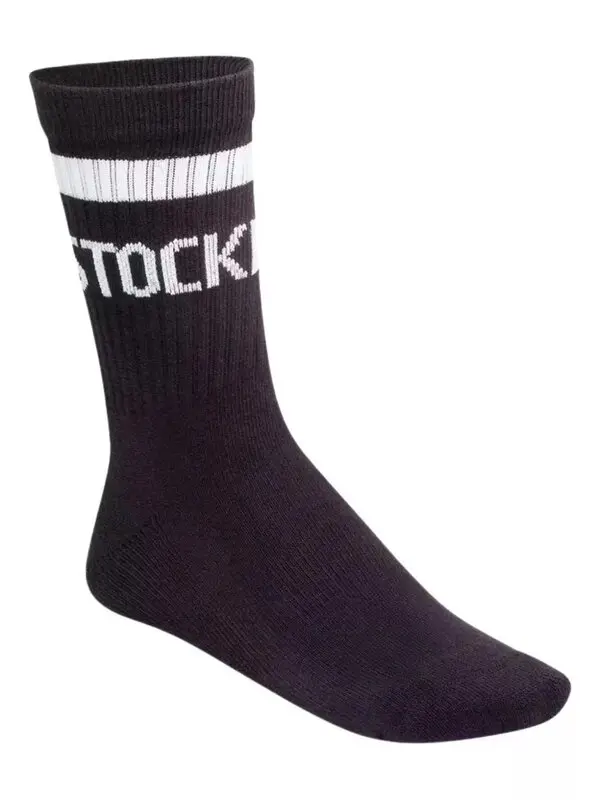 BIRKENSTOCK Striped Logo-lettering Crew Socks - Black