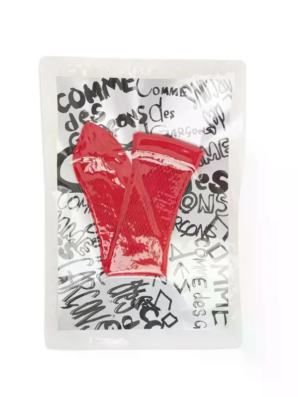 Comme Des Garçons Ribbed Logo Socks - Red