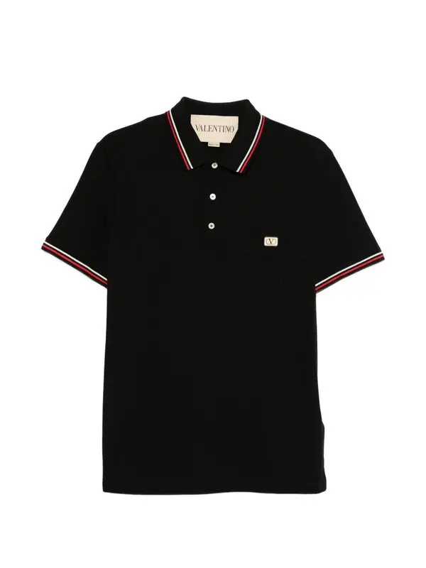 Valentino Garavani Vlogo Signature Cotton Polo Shirt - Black