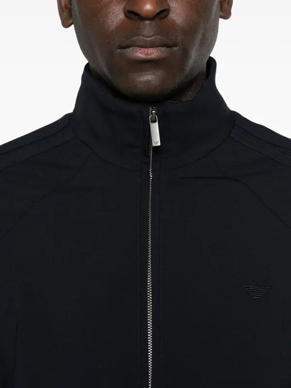 Emporio Armani Wool Blend Bomber Jacket - Blue