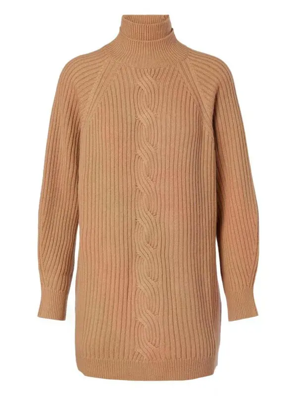 Max Mara Cable-knit Roll-neck Dress - Neutrals
