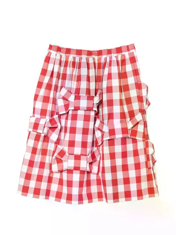 Comme Des Garçons Gingham Bow Skirt - Red