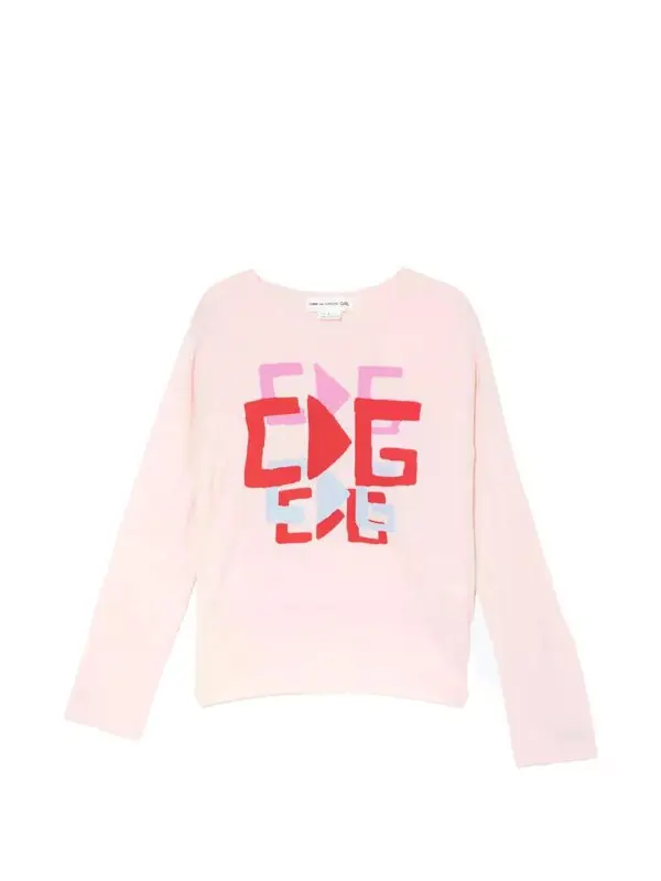 Comme Des Garçons Graphic Round Neck Jumper - Pink
