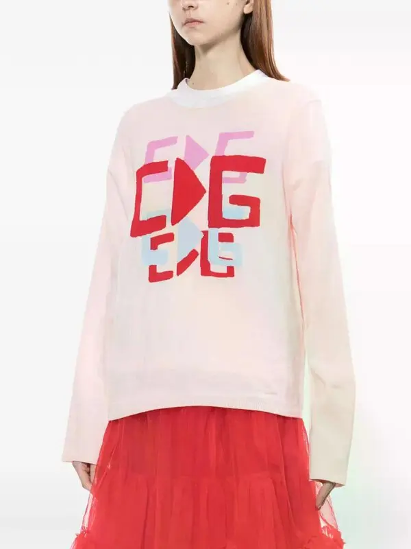 Comme Des Garçons Graphic Round Neck Jumper - Pink
