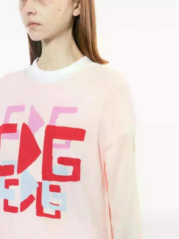 Comme Des Garçons Graphic Round Neck Jumper - Pink