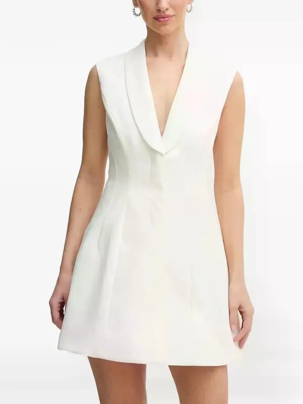 Bardot V-neck Dress - White