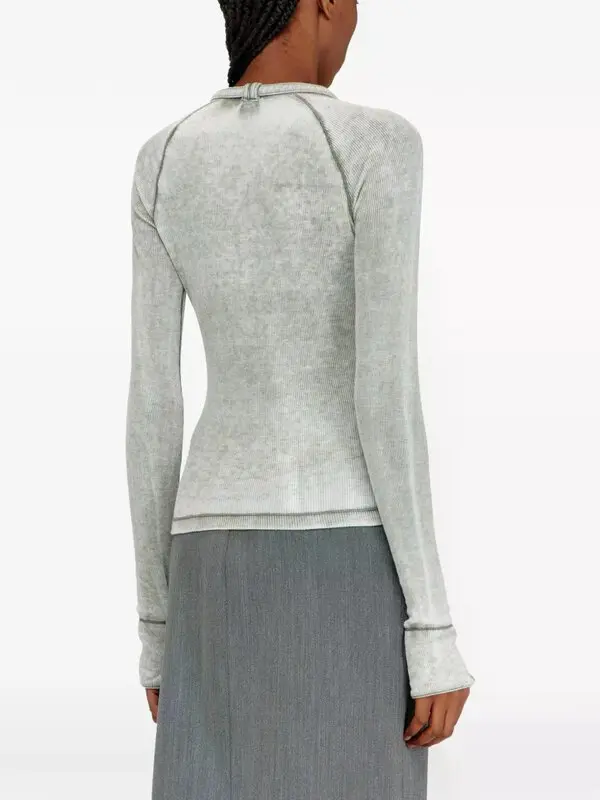 DIESEL® Ribbed Jersey Biker Neck Strap Long Sleeve Top
