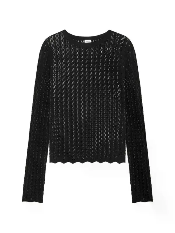 Saint Laurent Openwork Long-sleeve Top - Black
