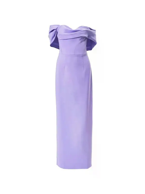 Carolina Herrera Draped Off-shoulder Column Gown - Purple