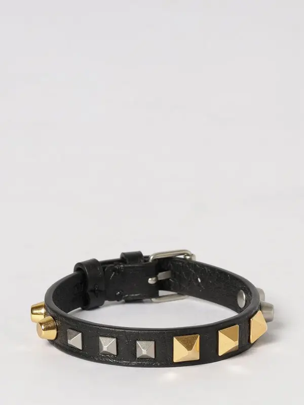 Valentino Garavani Embellished Leather Bracelet - Black
