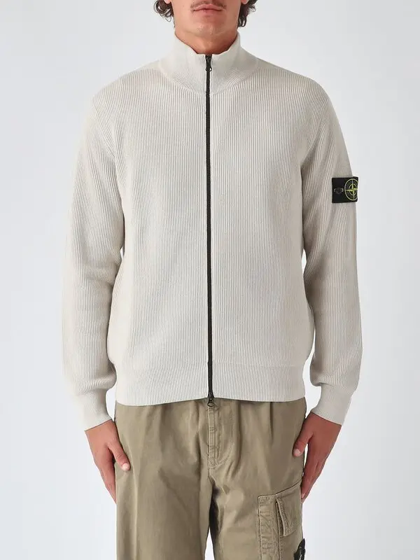 Stone Island Cotton Crew Neck Sweater With Logo Detail - Sand