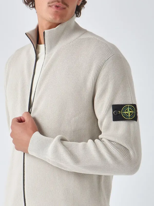 Stone Island Cotton Crew Neck Sweater With Logo Detail - Sand