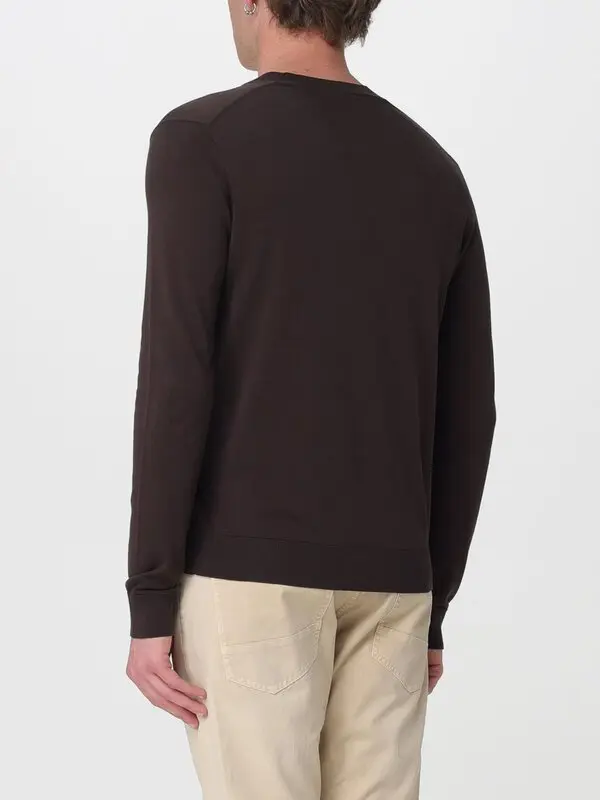 PAOLO PECORA Silk Blend V-neck Sweater - Brown