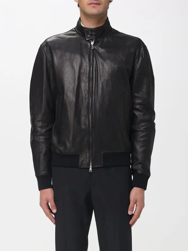 Tagliatore Leather Bomber Jacket - Black