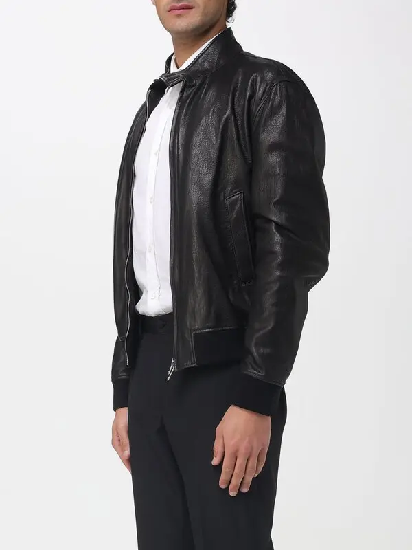Tagliatore Leather Bomber Jacket - Black