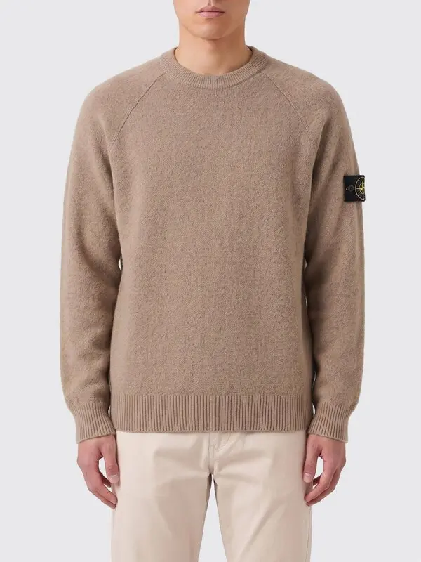 Stone Island Light Raw Hand Organic Cotton Knit Crewneck Jumper - Sand