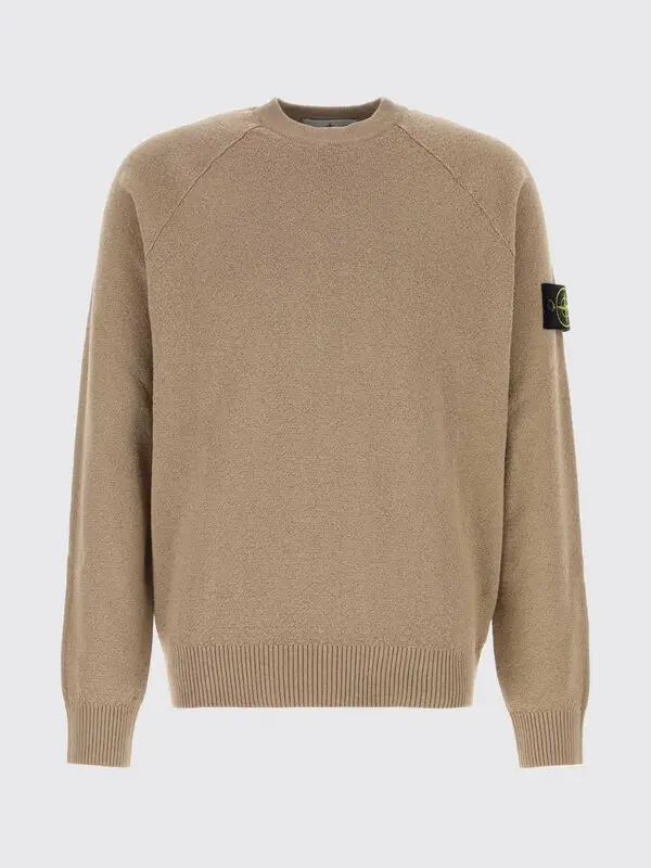 Stone Island Light Raw Hand Organic Cotton Knit Crewneck Jumper - Sand