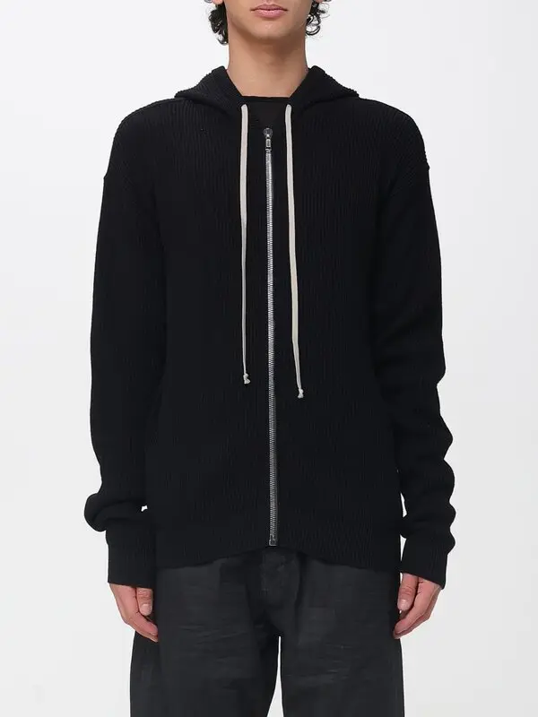 Rick Owens Virgin Wool Hooded Cardigan - Black