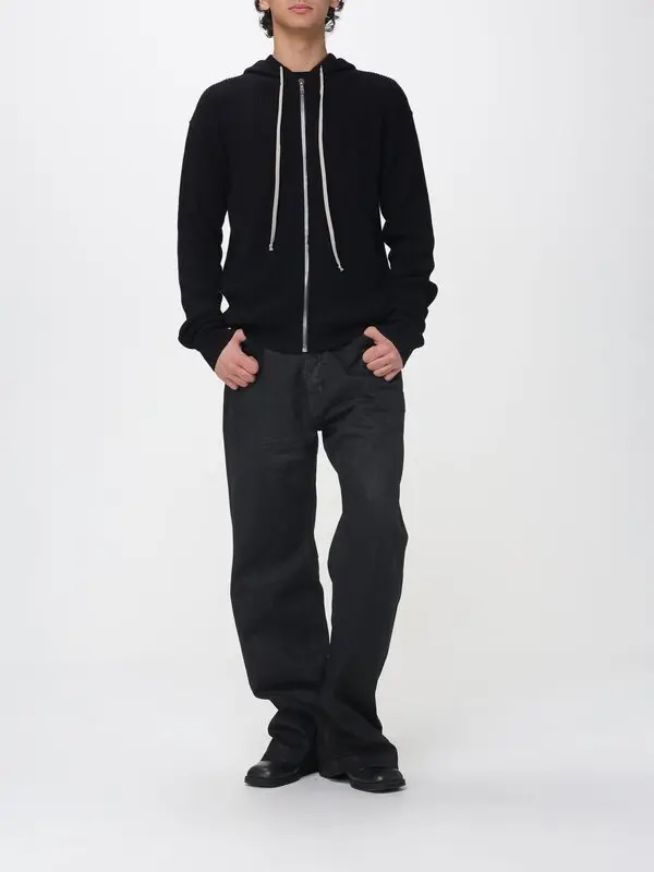Rick Owens Virgin Wool Hooded Cardigan - Black