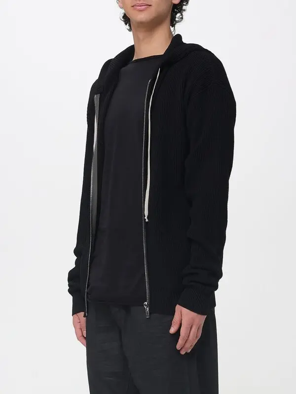 Rick Owens Virgin Wool Hooded Cardigan - Black