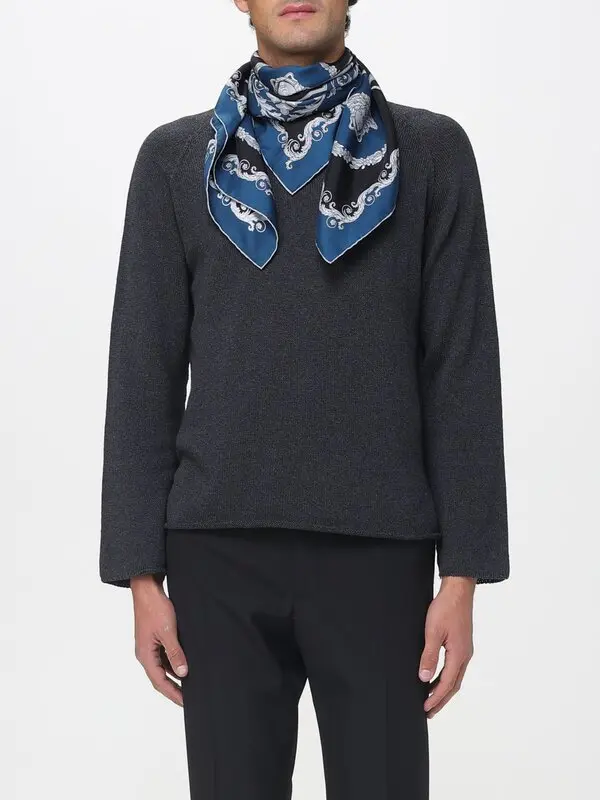 Versace Baroque Print Silk Foulard - Black