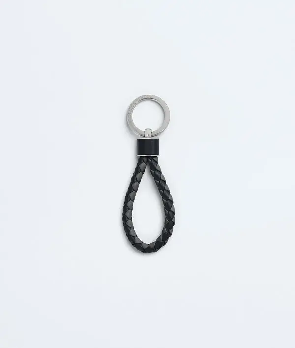 Bottega Veneta Intreccio Key Ring - Midnight/basalt