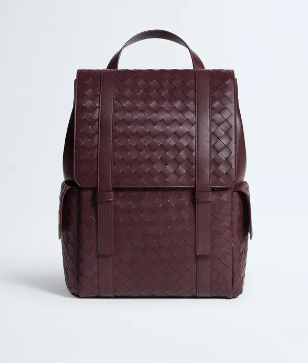 BOTTEGA  VENETA Intrecciato Leather Backpack - Deep Mahogany