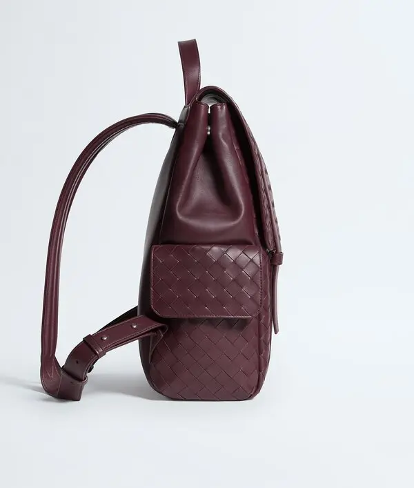 Bottega Veneta Intrecciato Leather Backpack - Deep Mahogany