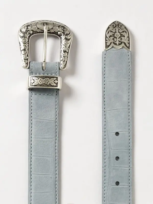 ORTIGNI Leather Belt - Gnawed Blue