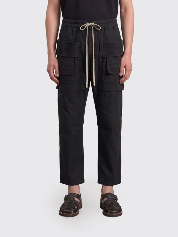 Rick Owens Creatch Cotton Cargo Trousers - Black
