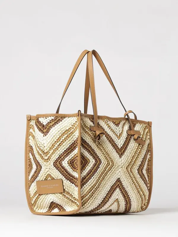 GIANNI CHIARINI Woven Tote Bag With Trim - Leather