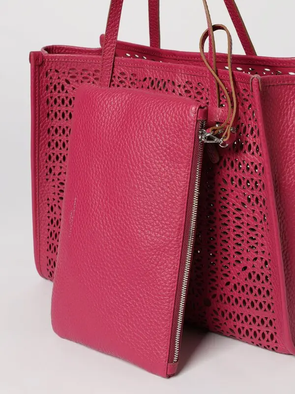 GIANNI CHIARINI Perforated Leather Tote Bag - Fuchsia