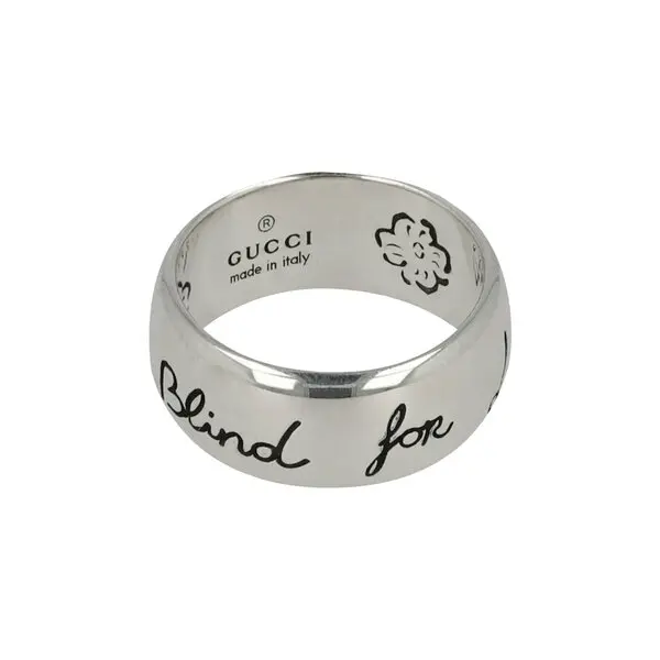 Gucci Sterling Blind For Love Engraved Ring