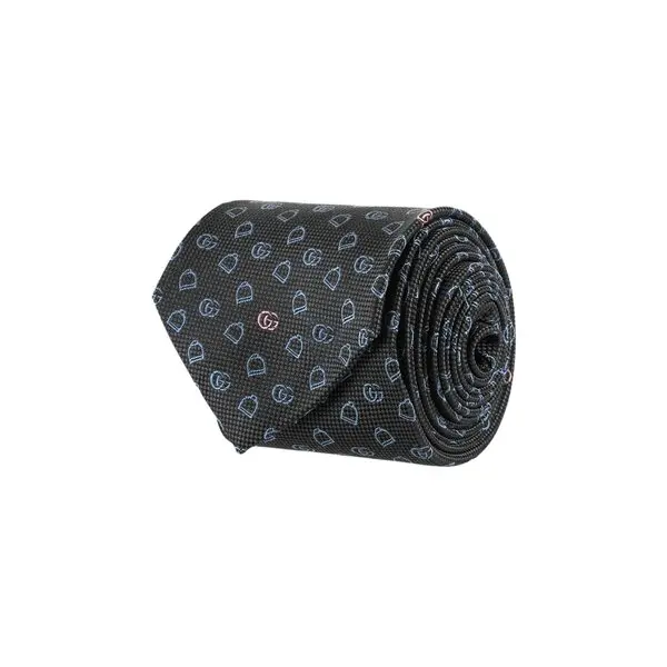 Gucci Silk Jacquard Tie Blue