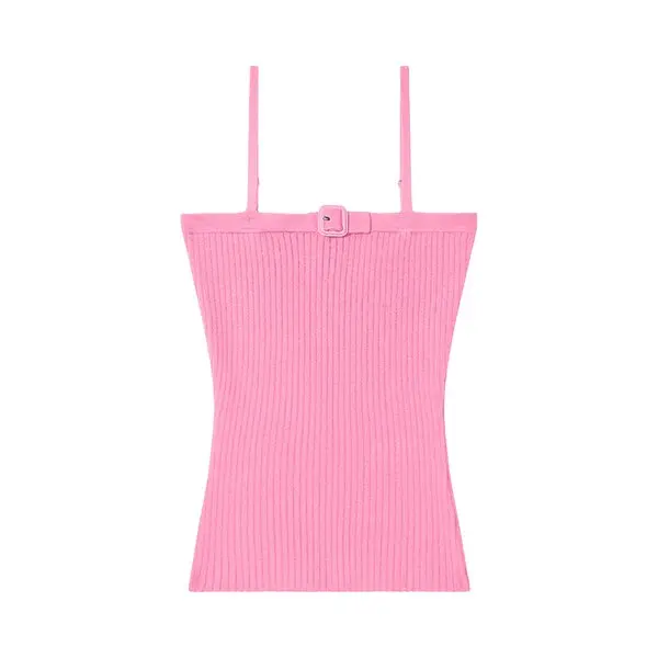 COURREGES Buckle Rib Knit Top 'party - Pink