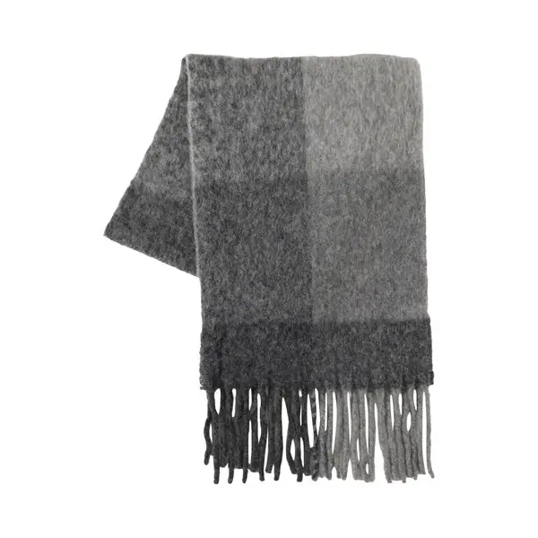 THE ELDER STATESMAN Alpaca Blend Check Scarf 'heather Check - Grey