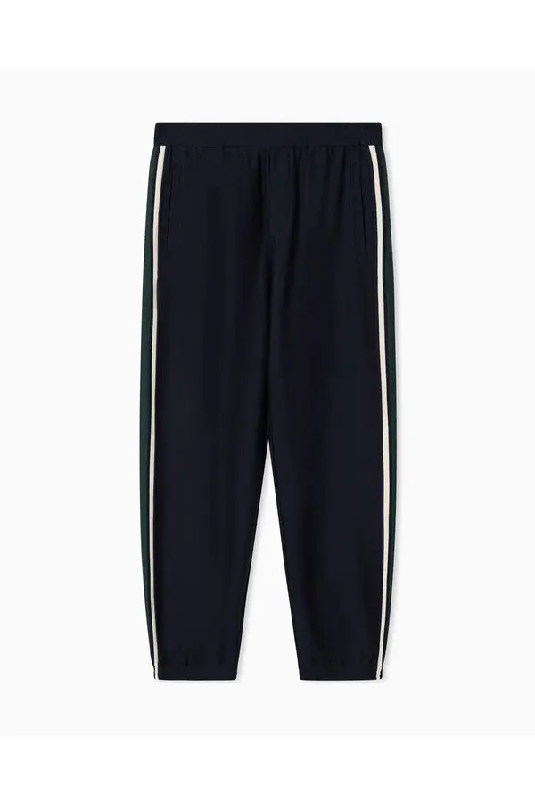 Emporio Armani Lyocell-blend Double Jersey Joggers With Bands - Navy