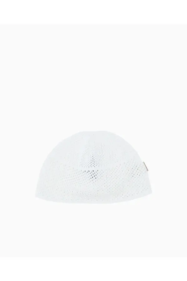 Emporio Armani Icon Punch-stitch Linen Blend Cap - White