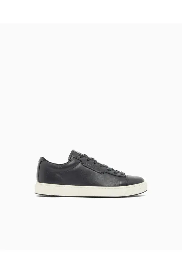 Emporio Armani Travel Essentials Leather Sneakers - Navy