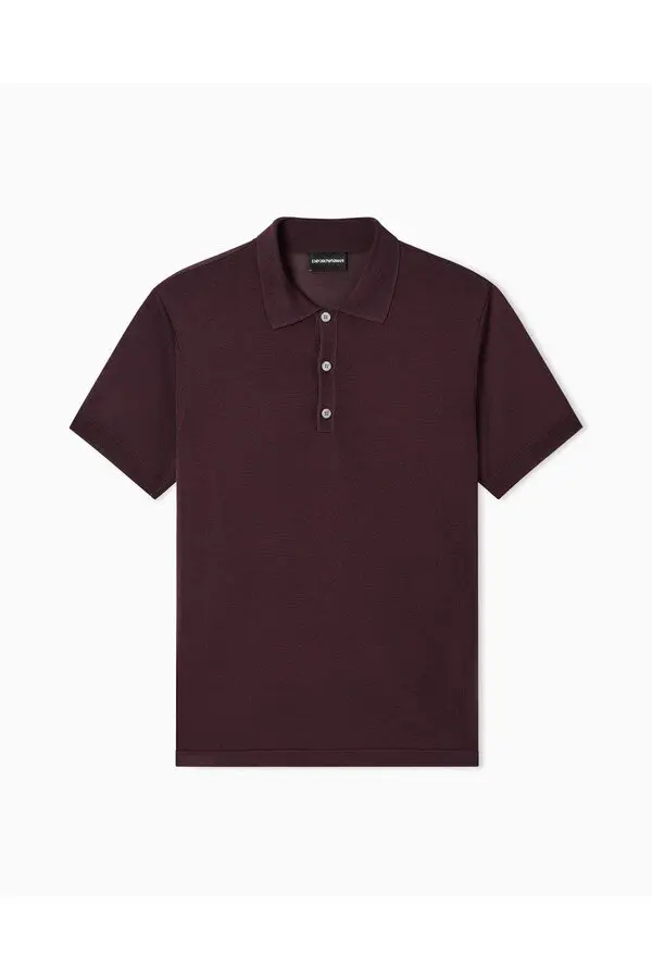 Emporio Armani Stockinette Knit Polo Shirt - Purple