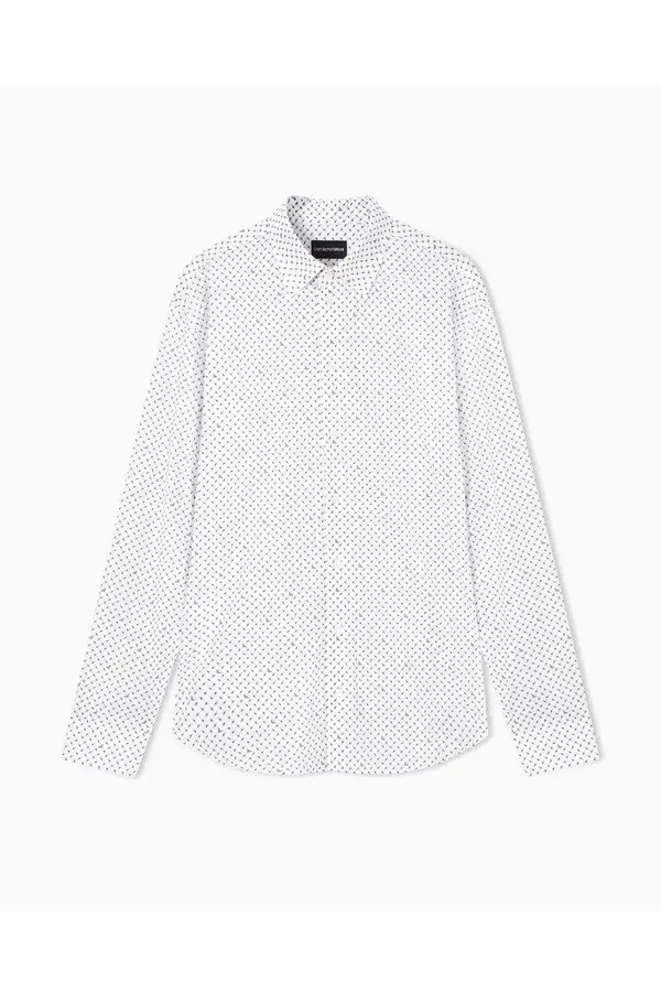 Emporio Armani Shirt With All-over Micro-pattern Print