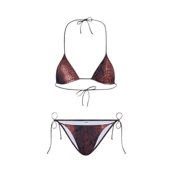 Jean Paul Gaultier Bikini Set Printed "python" /black - Brown