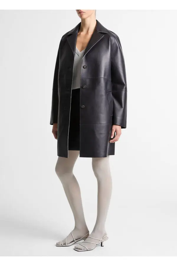 Vince Bonded Leather Coat