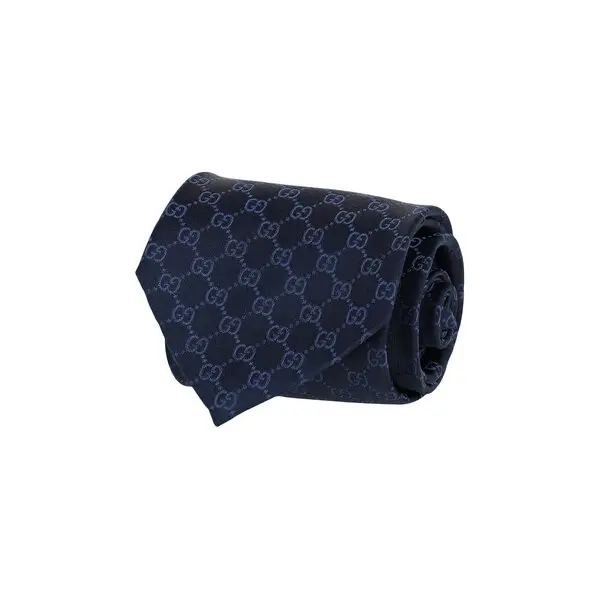 Gucci Gg Supreme Silk Neck Tie - Blue