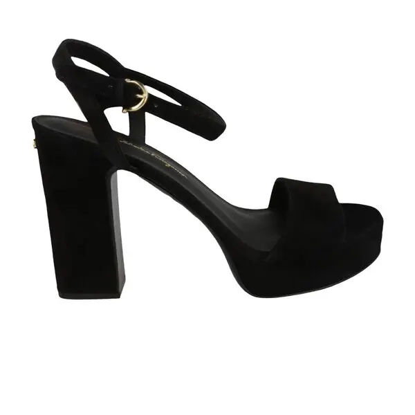 FERRAGAMO Wmns Trento Suede Platform Sandal - Black
