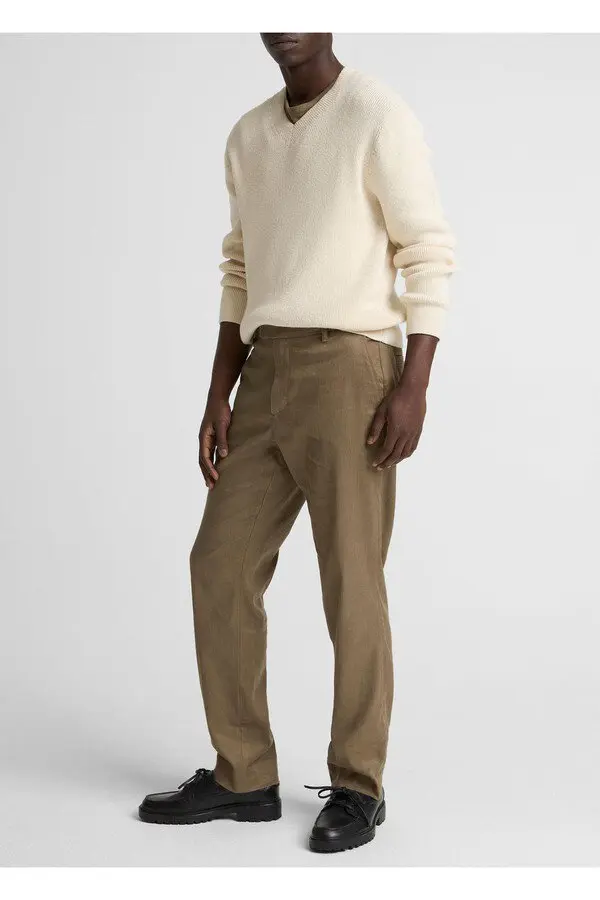 Vince Owen Athletic Linen-cotton Extended-tab Pant - Red