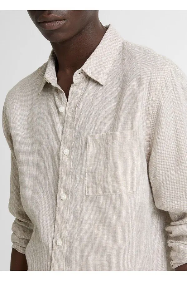 Vince Houndstooth Linen Shirt