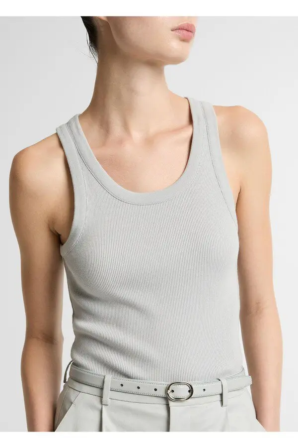 Vince Ribbed Scoop-neck Tank