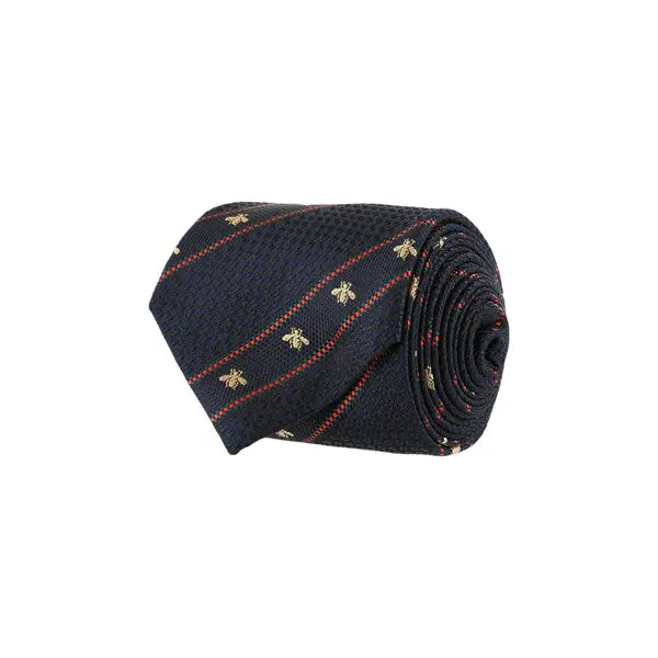 Gucci Bee And Web Silk Jacquard Tie - Blue