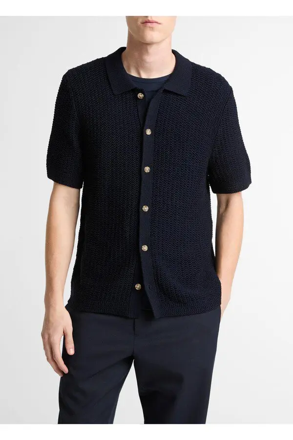 Vince Cotton Crochet Button-front Shirt